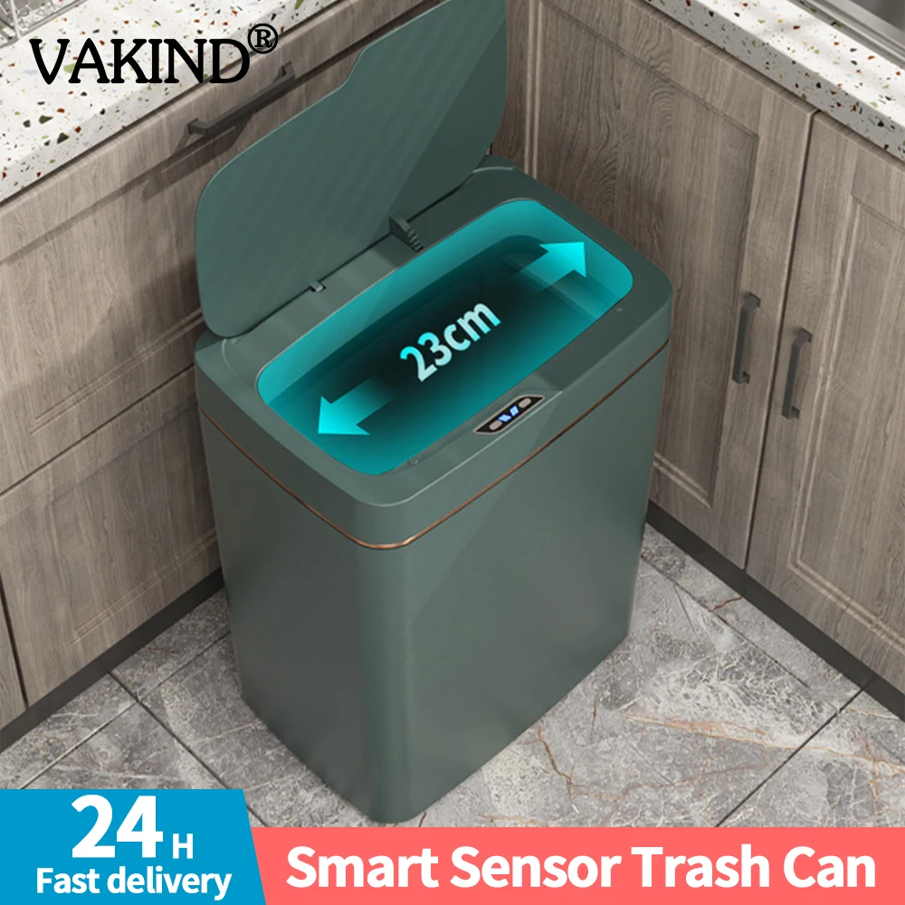 15/18L Automatic Trash Bin Quiet Electric Garbage Bin Rechargeable Auto ...