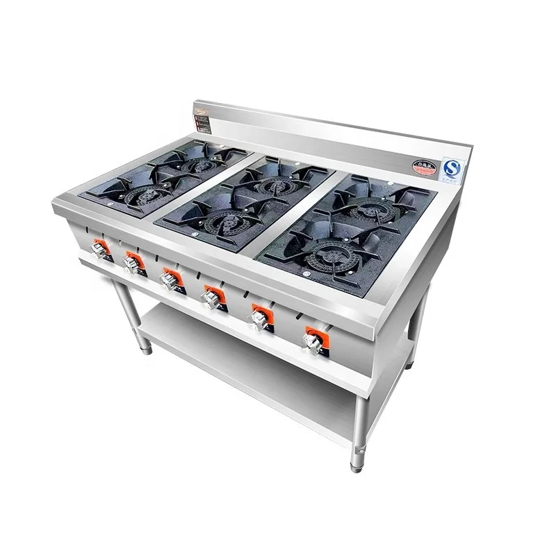 Restaurant Equipment 6 Burners Gas Stove LPG Range Cooker Sliver ...