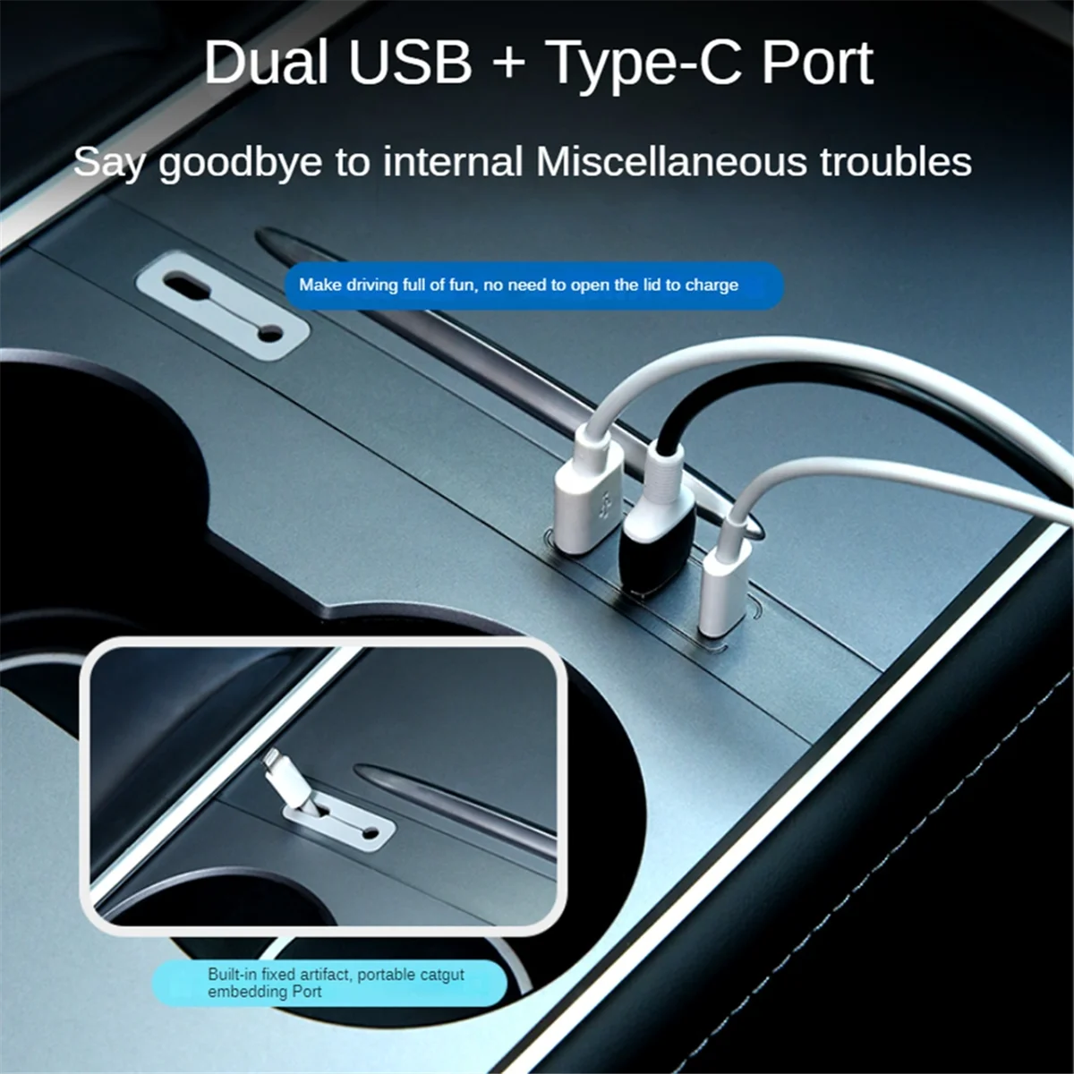 For-Tesla-Model-3-Model-Y-USB-Hub-Docking-Station-Car-USB-Charger-Multi ...