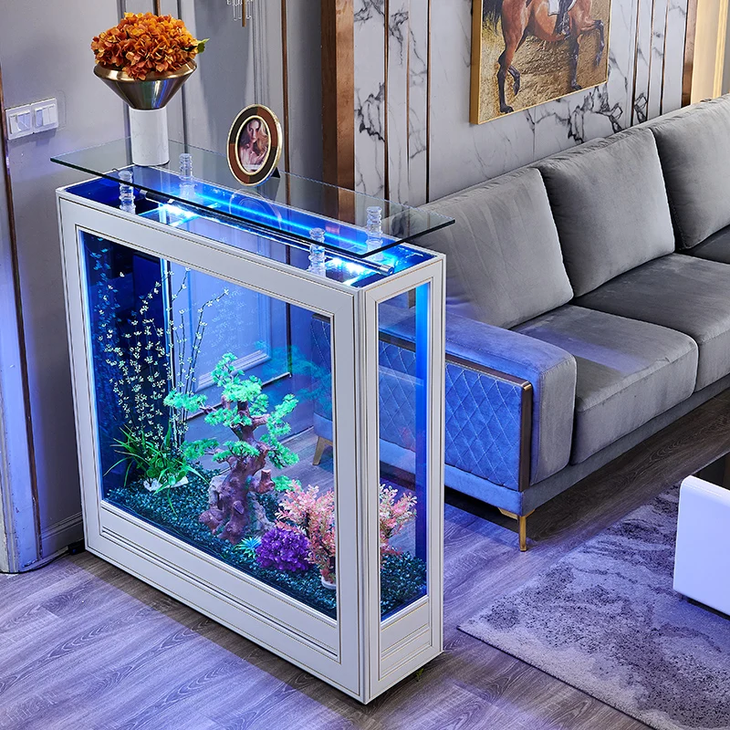 Light-luxury-fish-tank-living-room-household-and-large-glass-flooring ...