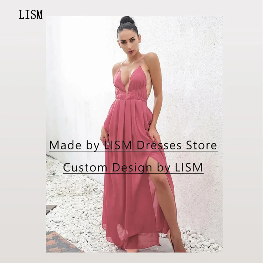 LISM-Pink-Deep-V-neck-A-line-Side-Slit-Beach-Party-Dresses-Halter-Sexy-Criss-Cross.jpg