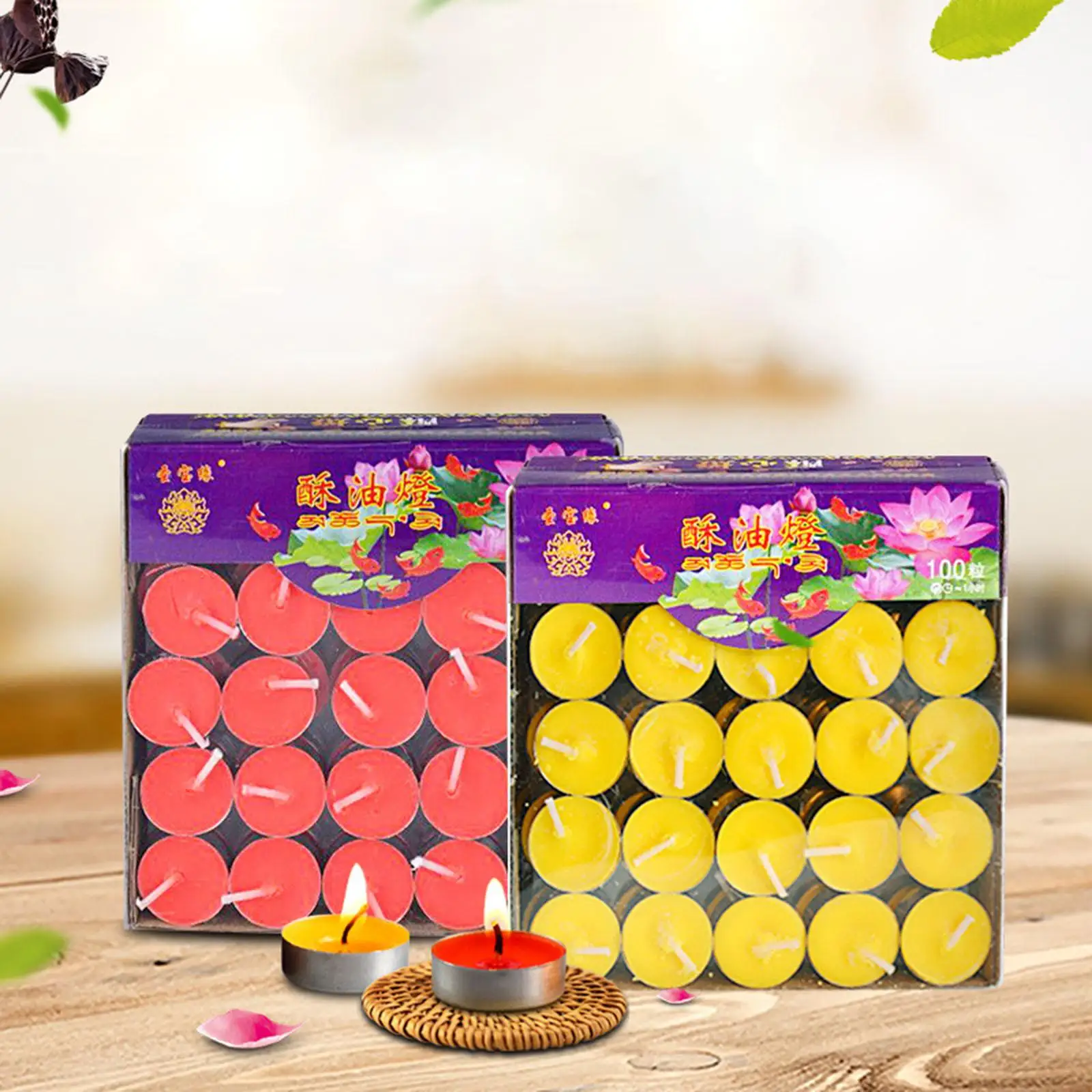 100Pcs Smokeless Wax Candle Decorative Tealight Candles Long Lasting ...