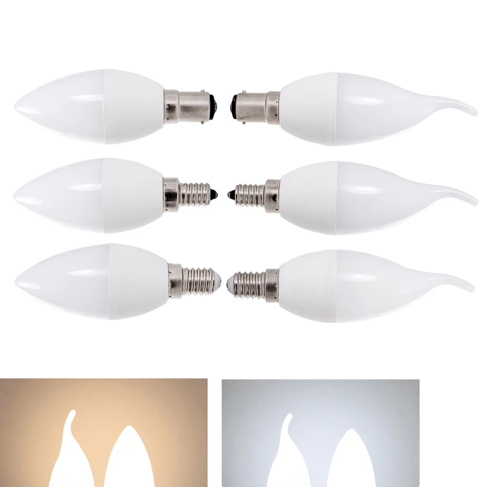 E14-E12-B15-Dimmable-5W-LED-Chandelier-Candle-Flame-Shape-Light-Bulb ...