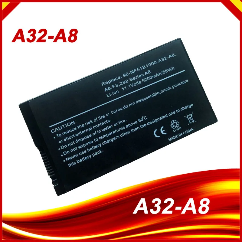 A32-a8 Laptop Battery For Asus A8 A8a A8dc A8e A8f A8fm A8h A8he A8j ...