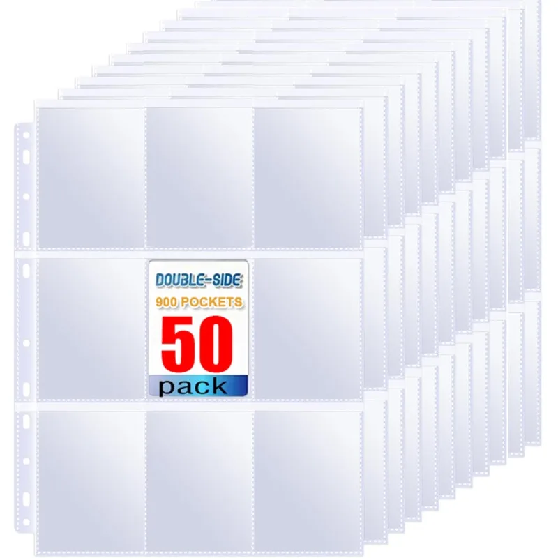 50/5pcs 9 Pocket Trading Gaming Card Sleeves A4 Double Side Storage ...