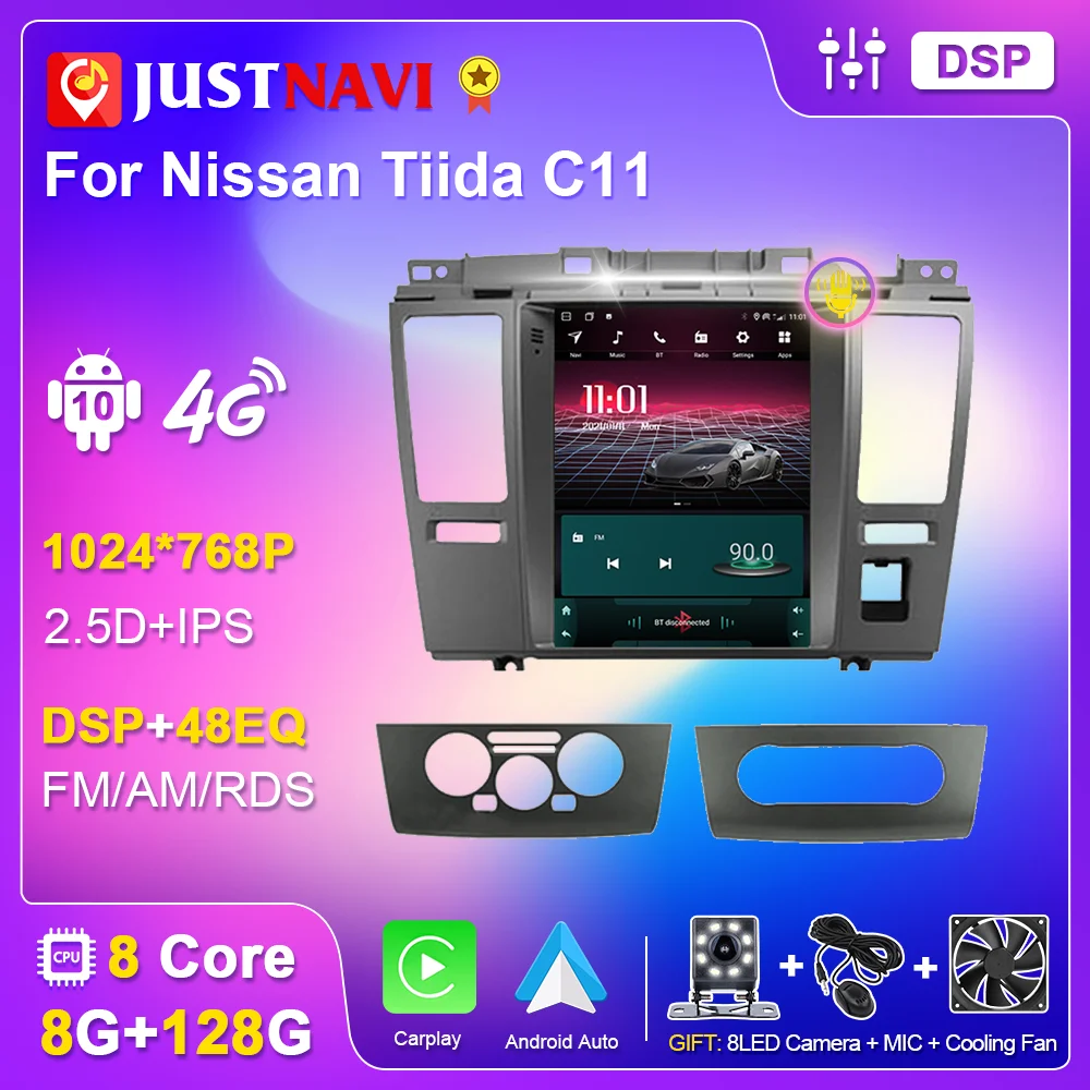 6g 128g Android 10.0 Car Radio Tesla Style For Nissan Tiida 2005-2010 ...
