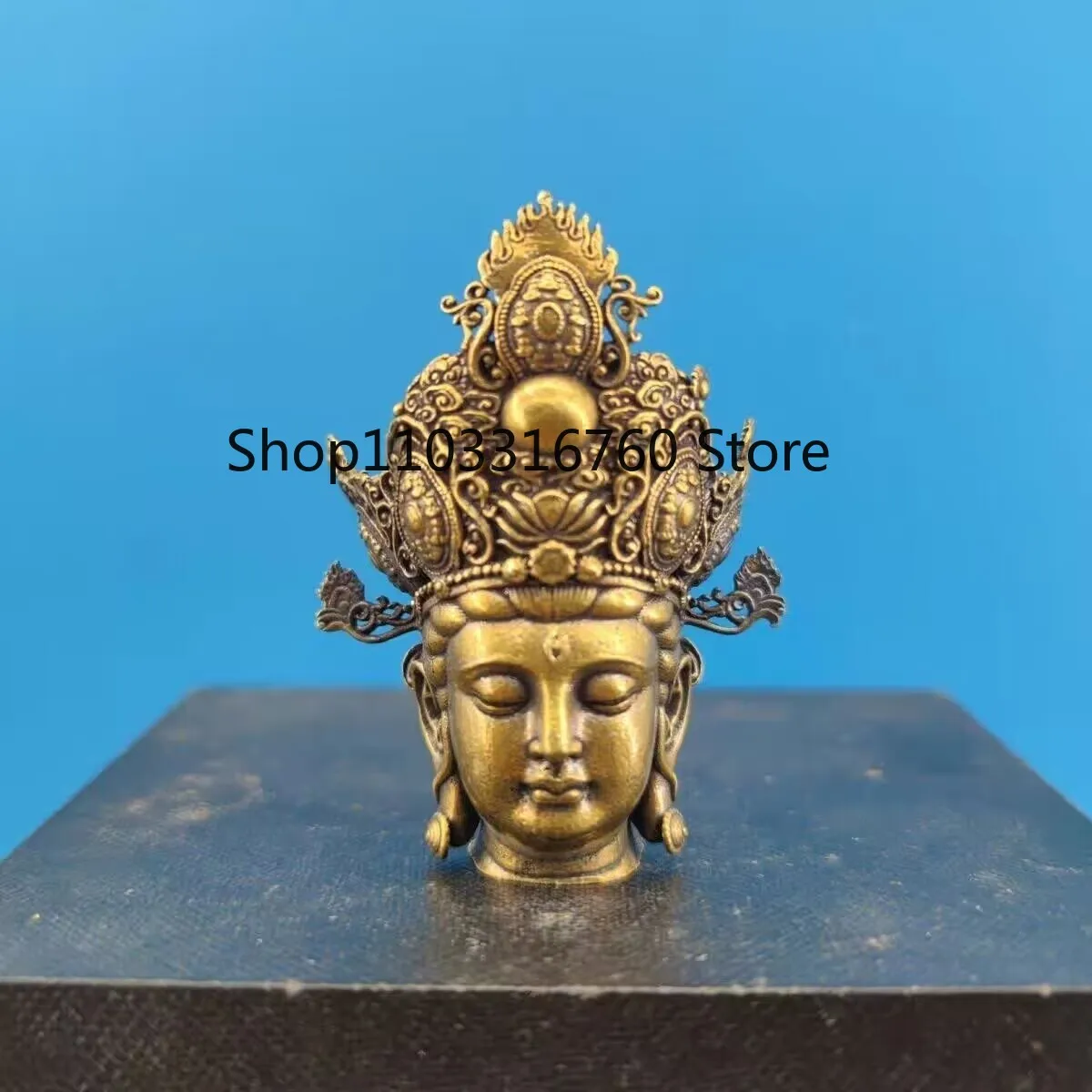 Chinese Bronze Copper Statue Carved Black Myth Lingji Bodhisattva ...