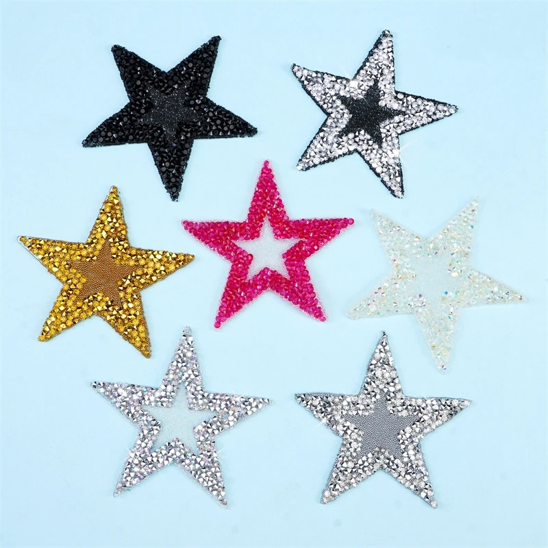 8CM Glitter Stars Stickers Sequined Star Patch DIY Fabric Appliques ...