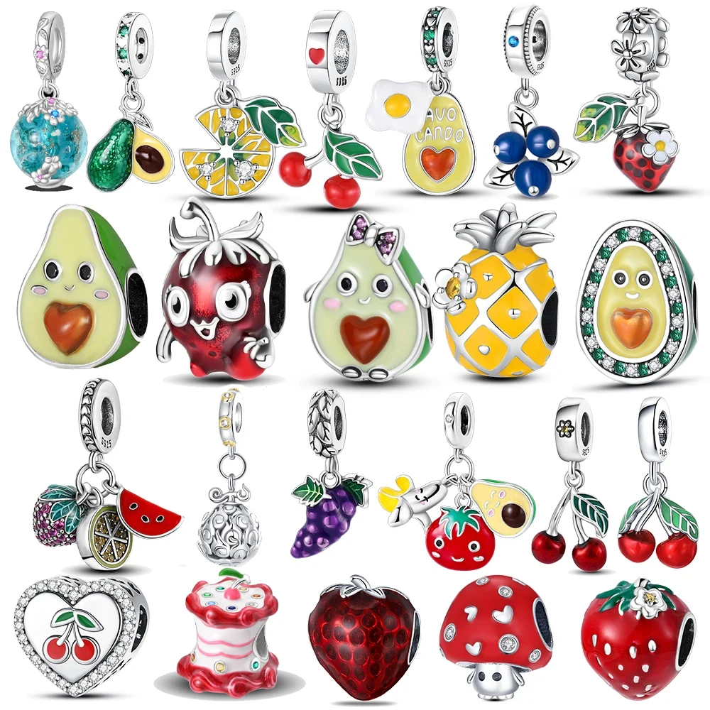 925-sterling-silver-Strawberry-cherry-fruit-fit-pandora-original ...
