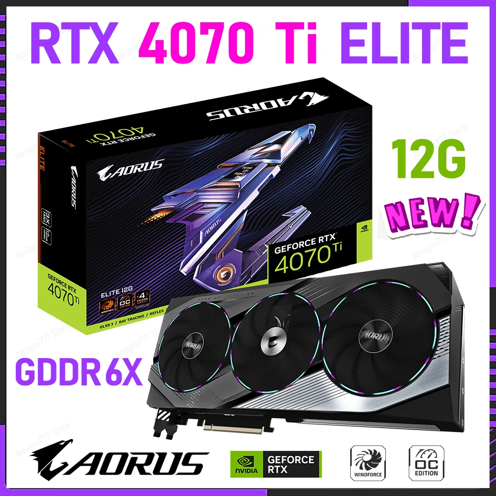GIGABYTE GAMING AORUS RTX 4070 Ti ELITE 12G New Graphic Card GDDR6X ...