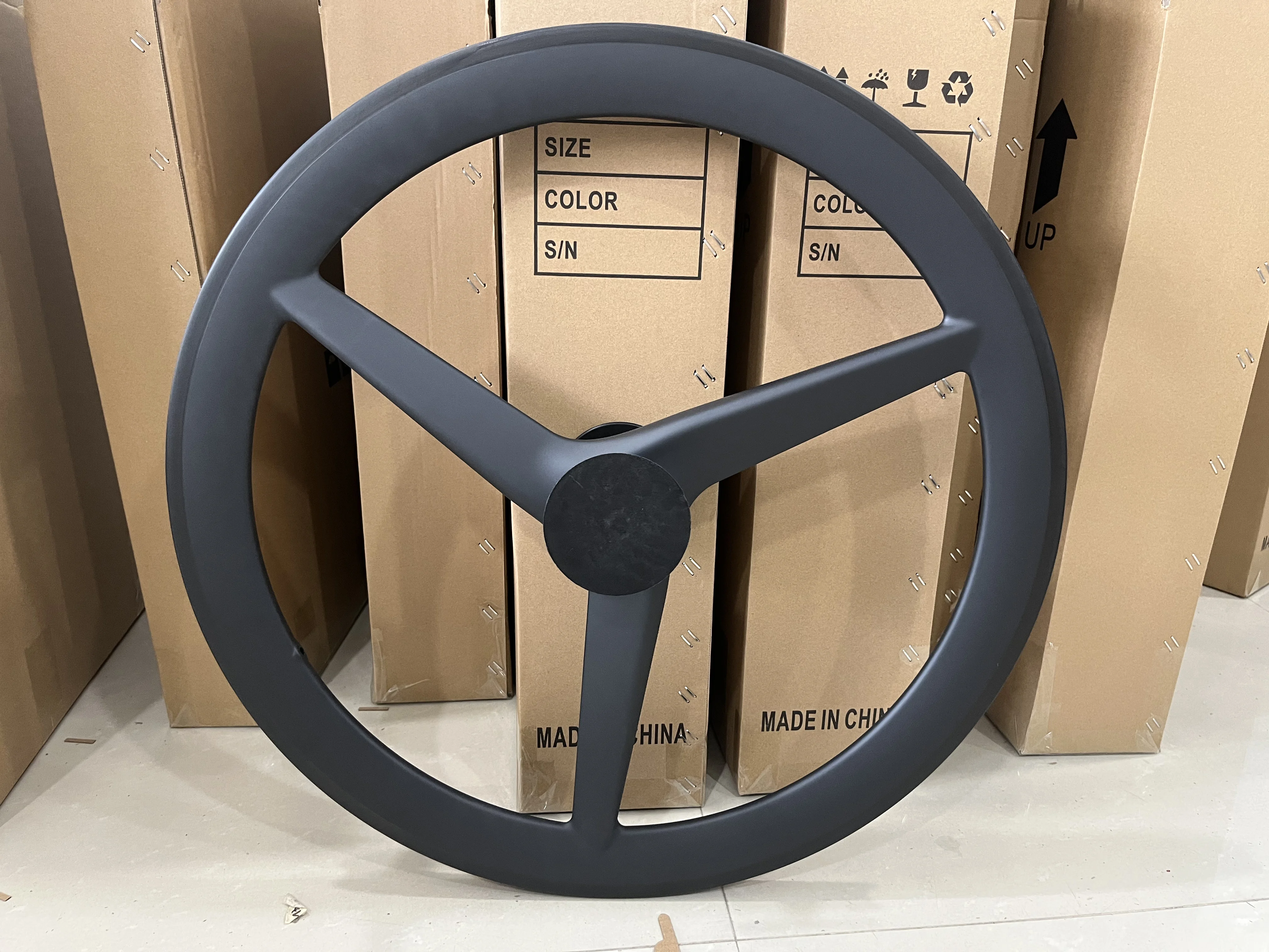 NEW-Model-700C-Tubeless-3-Spokes-Carbon-Wheelset-Tri-Spokes-Fixed-Gear ...