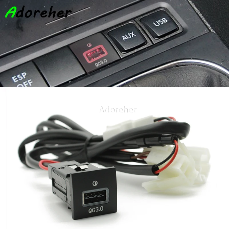 Car Rapid Charger Fast charging Adapter With Harness Cable Car USB QC3 ...