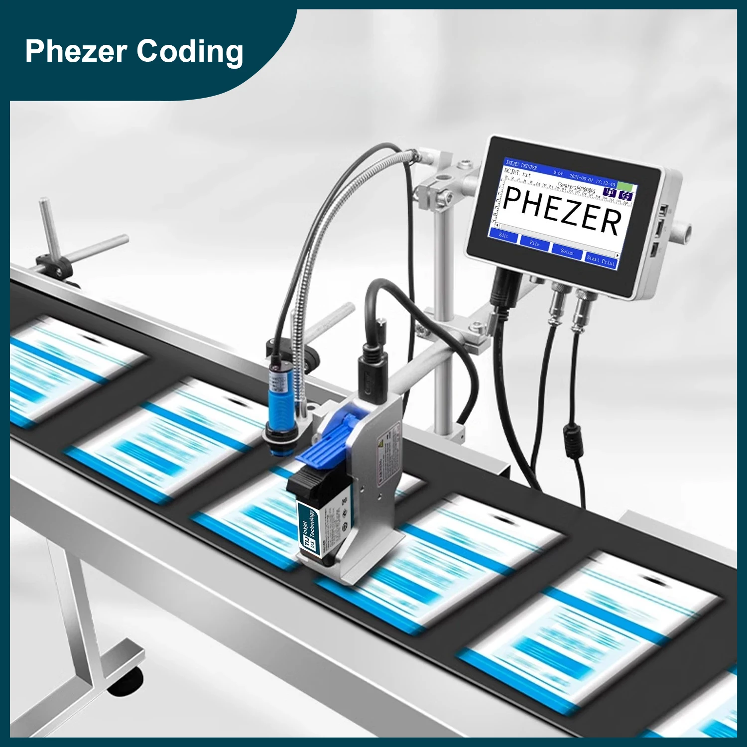 Phezer 4.3 Inch 12.7mm Nozzle P130Pro Online Inkjet Printer Ink ...