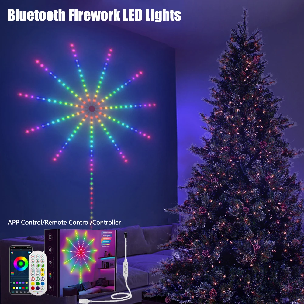 2025 Bluetooth Firework LED Lights with Music Sync Smart RGB Firework ...