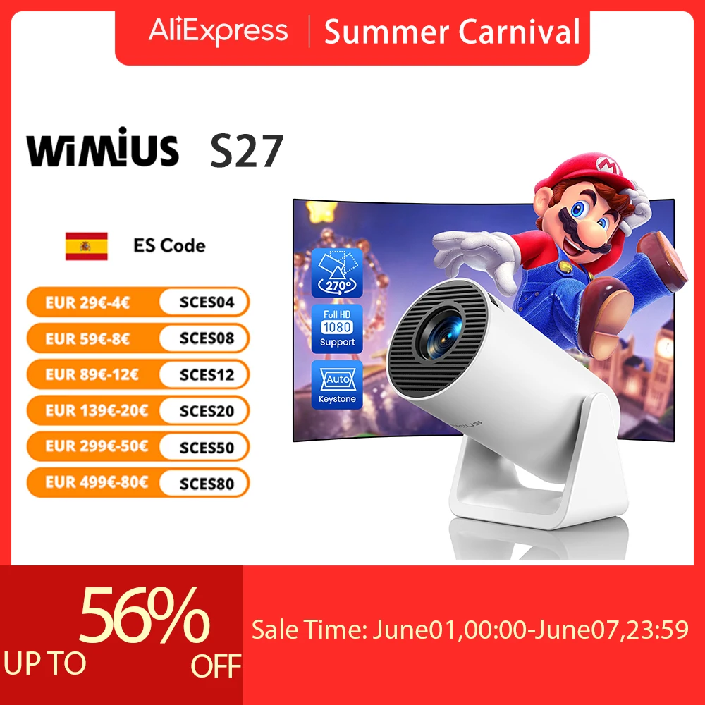 Wimius-miniproyector-S27-para-el-hogar-dispositivo-con-soporte-giratorio-de-1080-270-ANSI-5G ...