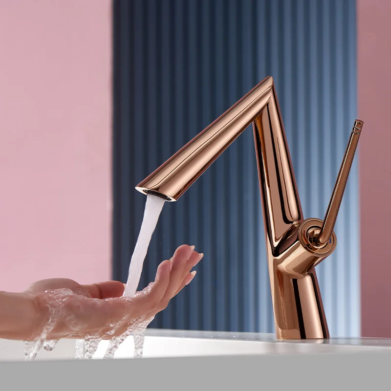 Rose-Golden-Bathroom-Wash-Basin-Faucet-Special-Design-Hot-And-Cold ...