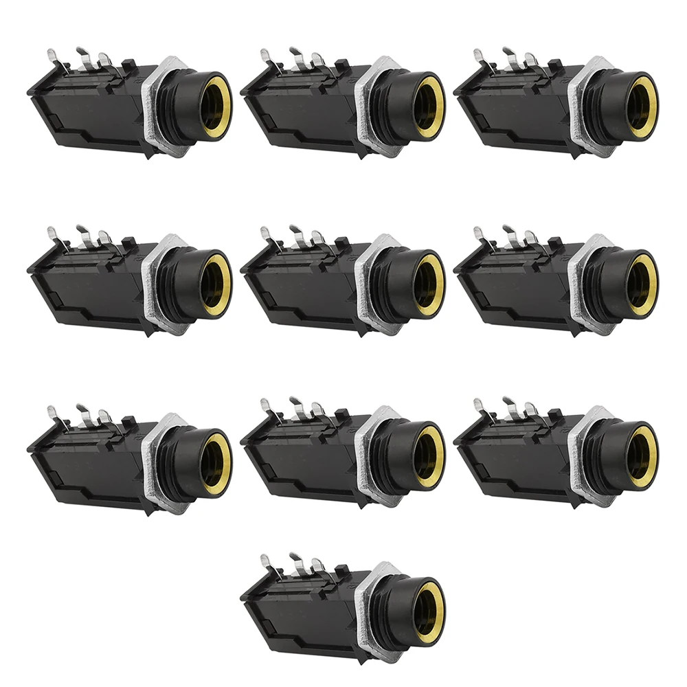 10Pcs 6.35mm Female Jack 1/4 Inch Connector 6.35 3Pin Mono PCB Panel ...
