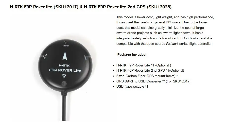 Holybro 12017 H-RTK F9P Rover/12025 H-RTK F9P Rover 2-я GPS ...
