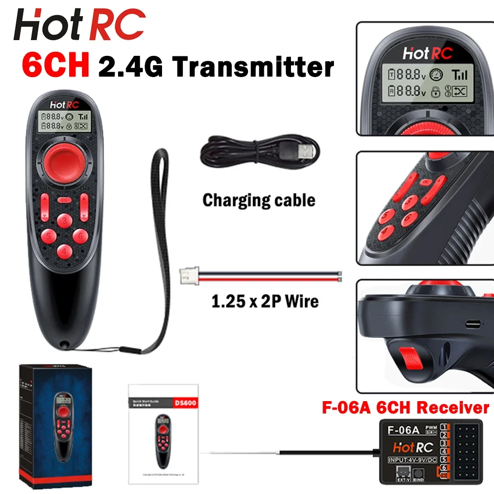 HOTRC-6CH-2-4G-RC-Boat-Transmitter-DS-600-LCD-Remote-Controller-F-06A ...