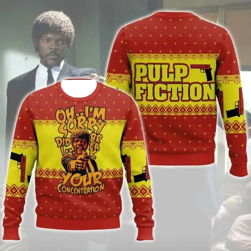 Merry Xmas Again Pulp Fiction Ugly Christmas Sweat Vintage Fiction ...