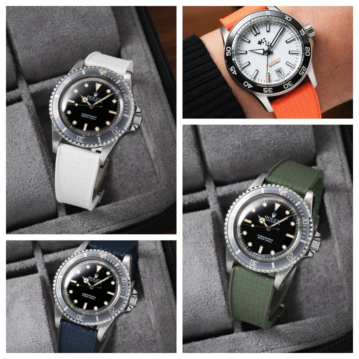 19 to 23mm Mosaic FKM Watch Strap for Rolex/Omega/Cartier Replacement ...