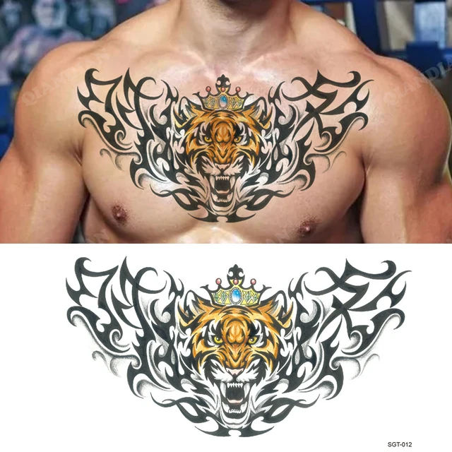 Tribal Tiger Chest Tattoo