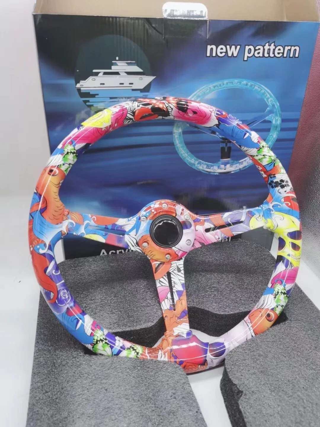 New cartoon pattern printing Steering wheel 14inch 350mm racing ...