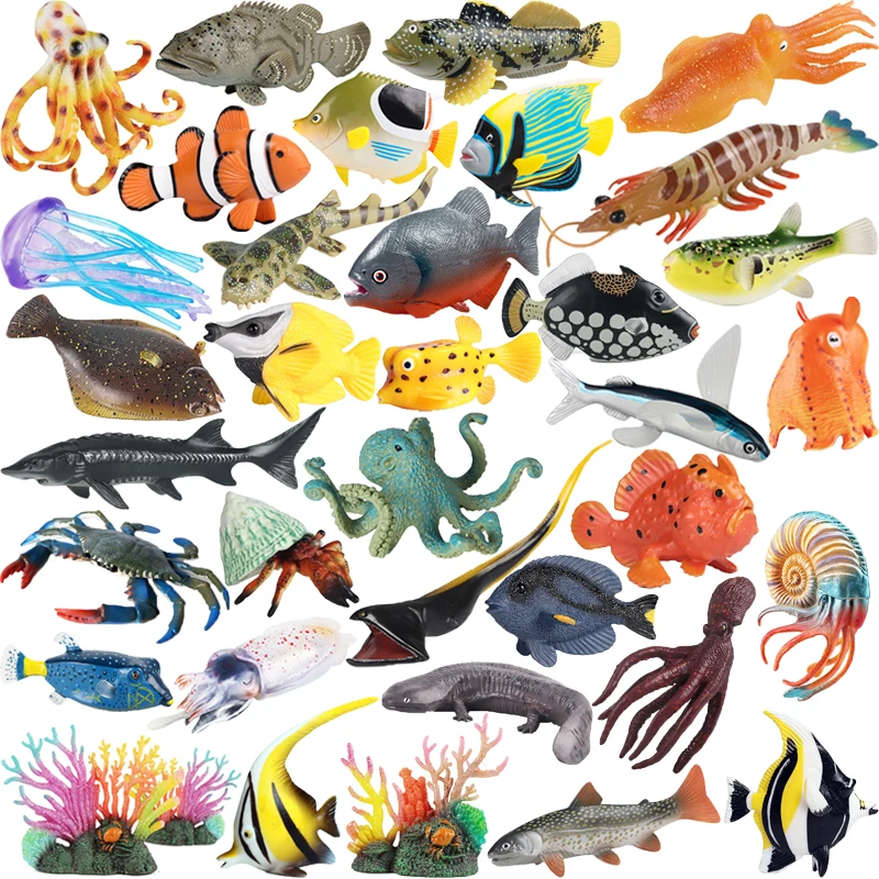 Lifelike-Ocean-Animal-Figurine-Octopus-Globefish-Squid-Stingray-Engulf ...