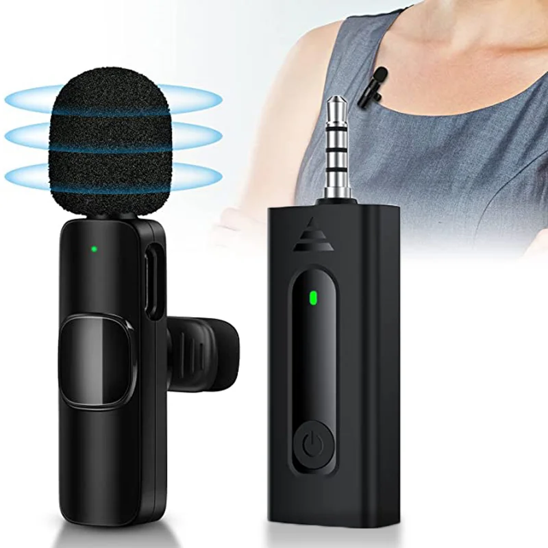 Wireless Microphone Lavalier 5.0 Bluetooth Mini Mic for Recording ...