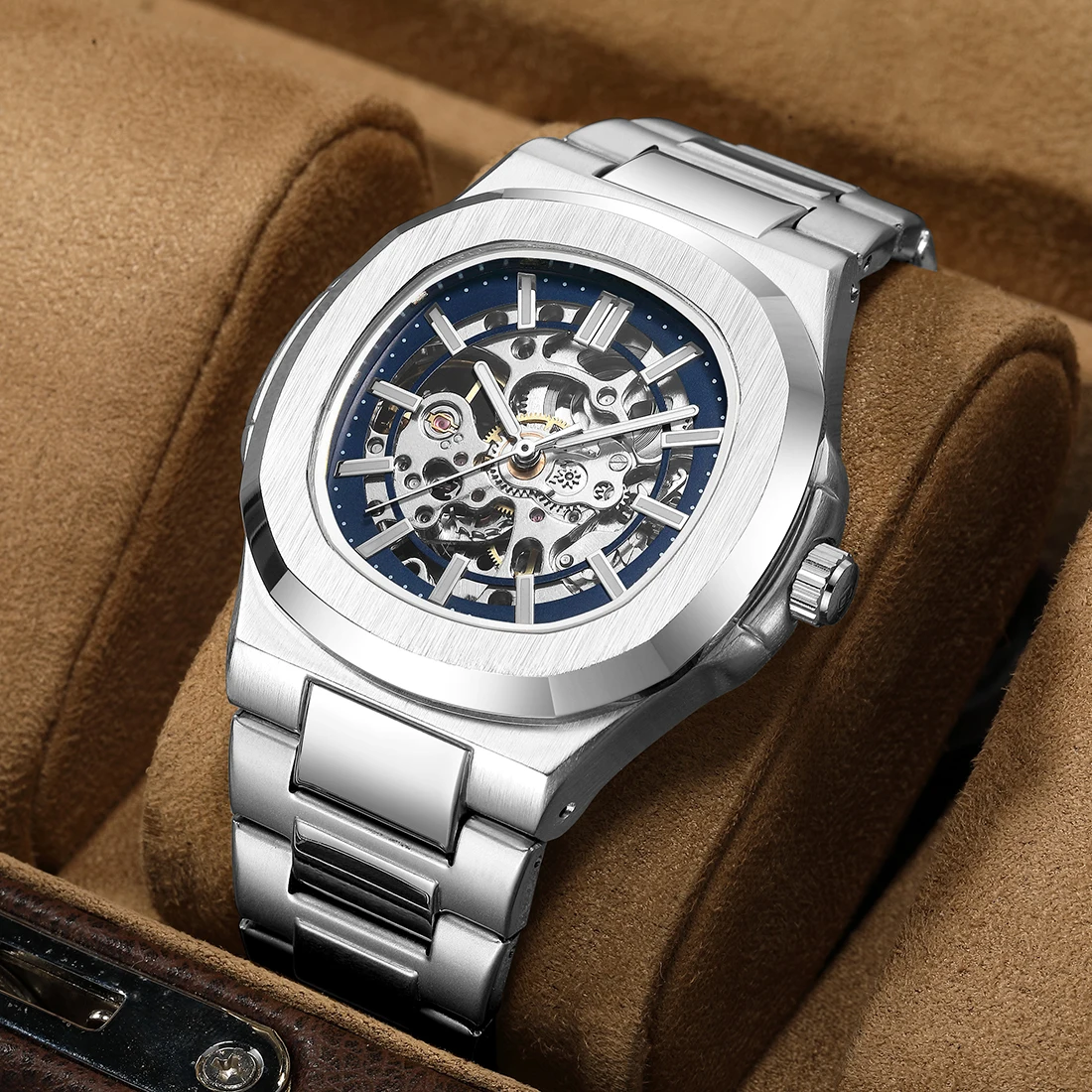 Skeleton-Hollow-Men-Automatic-Mechanical-Watch-Steampunk-Dial-Sliver ...