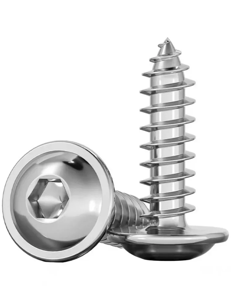 304-Stainless-Steel-Round-Head-Hexagon-Agon-Tap-Screw-with-Collar ...