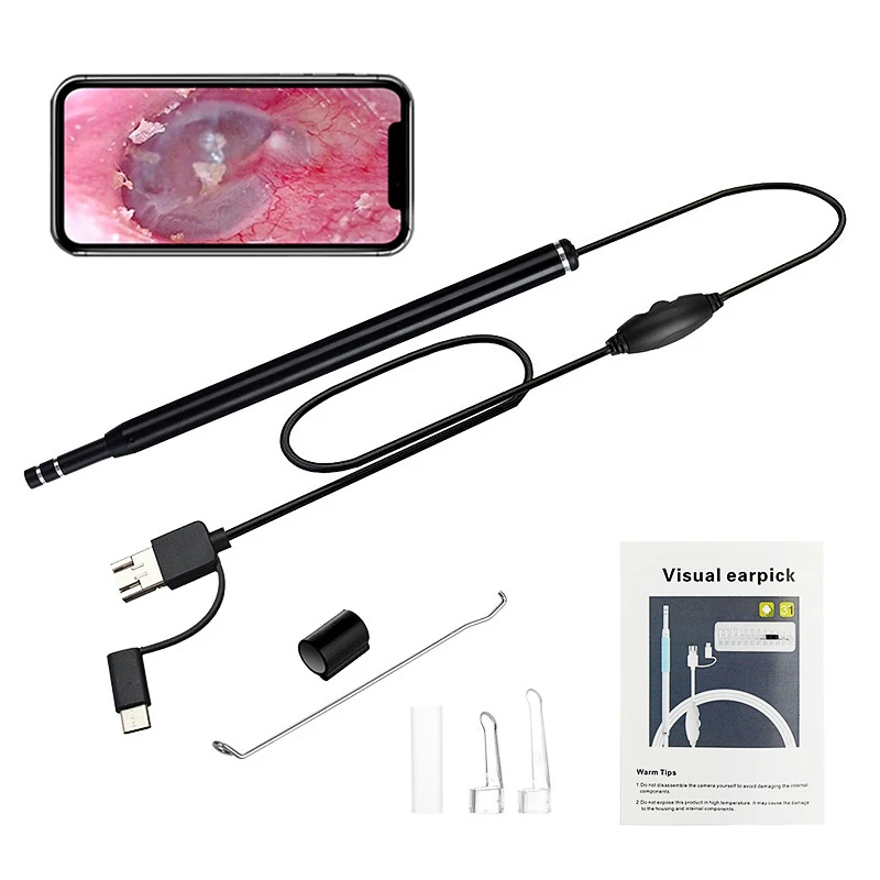 【wenfangdianpu】Ear Cleaning Endoscope 3 in1 USB HD Visual Spoon 5.5mm ...