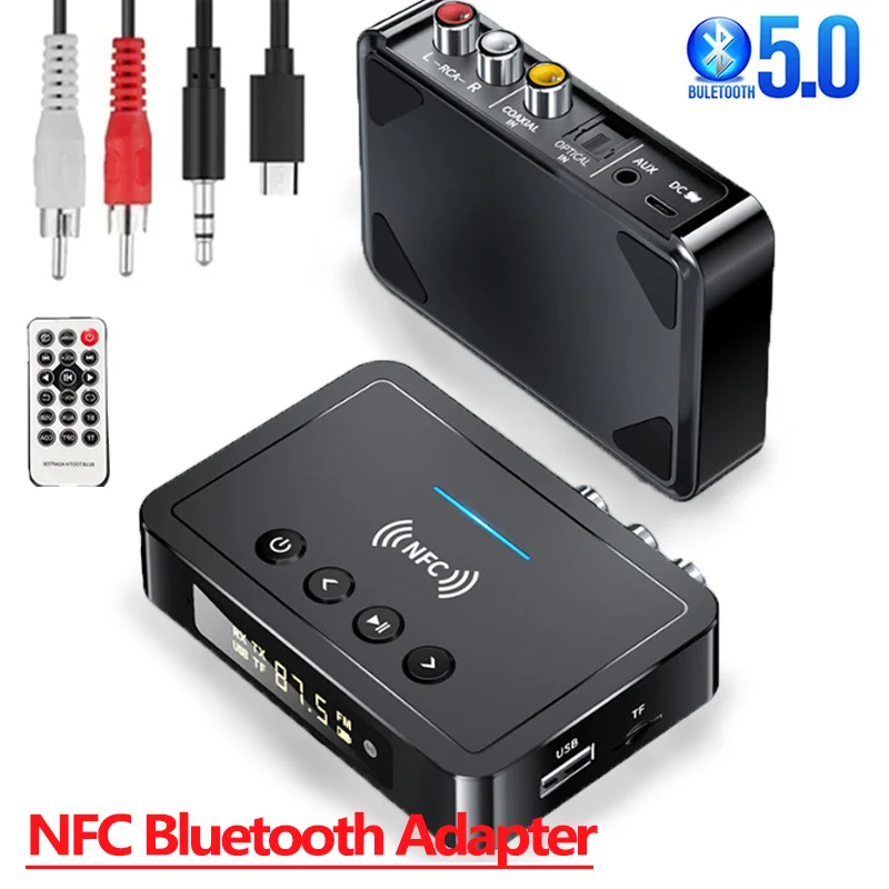 Bluetooth-5-0-Receiver-Transmitter-FM-Stereo-AUX-3-5mm-Jack-RCA-Optical ...
