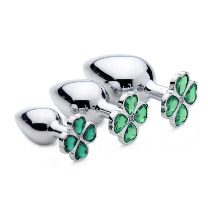 Lucky-Clover-Gem-Anal-Plug-S-M-L-Size-Four-Leaf-Clover-Stainless-Steel ...
