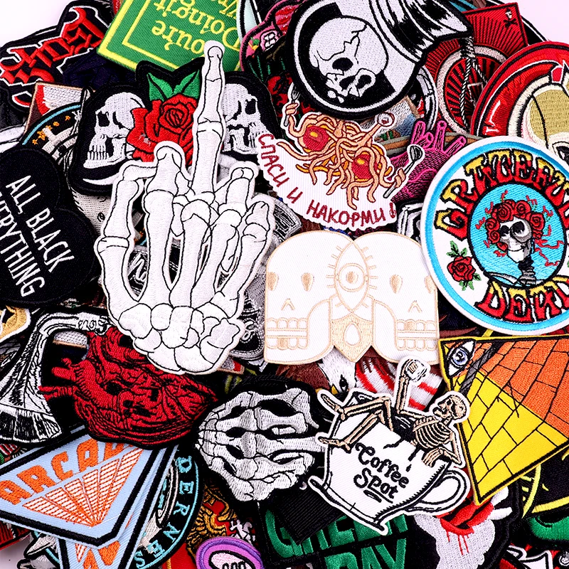 10-50PCS-Random-Mixed-Skeleton-Embroidered-Patches-For-Clothing-Sticker ...