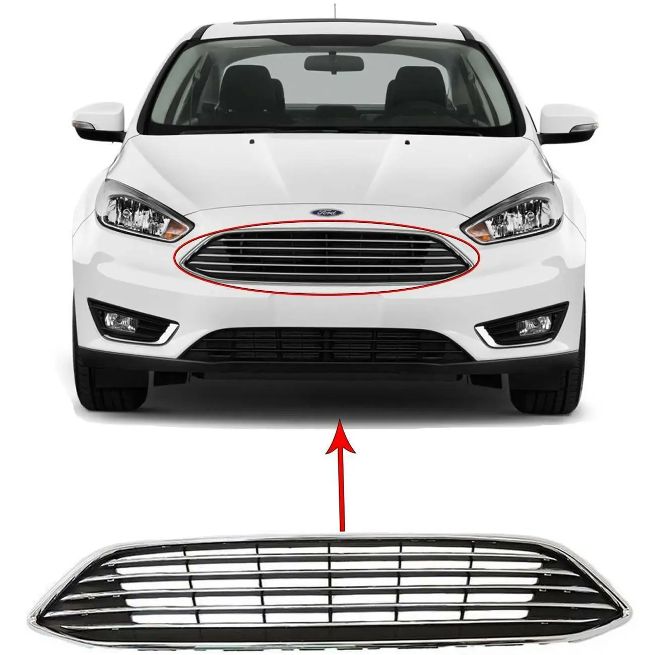 Chrome Car Front Bumper Centre Grill Replacement Panel Grille Grill Fit ...