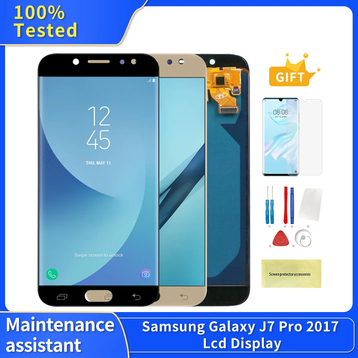 Pantalla LCD Super Amoled para móvil, montaje de digitalizador para Samsung Galaxy J7 Pro 2017 ...