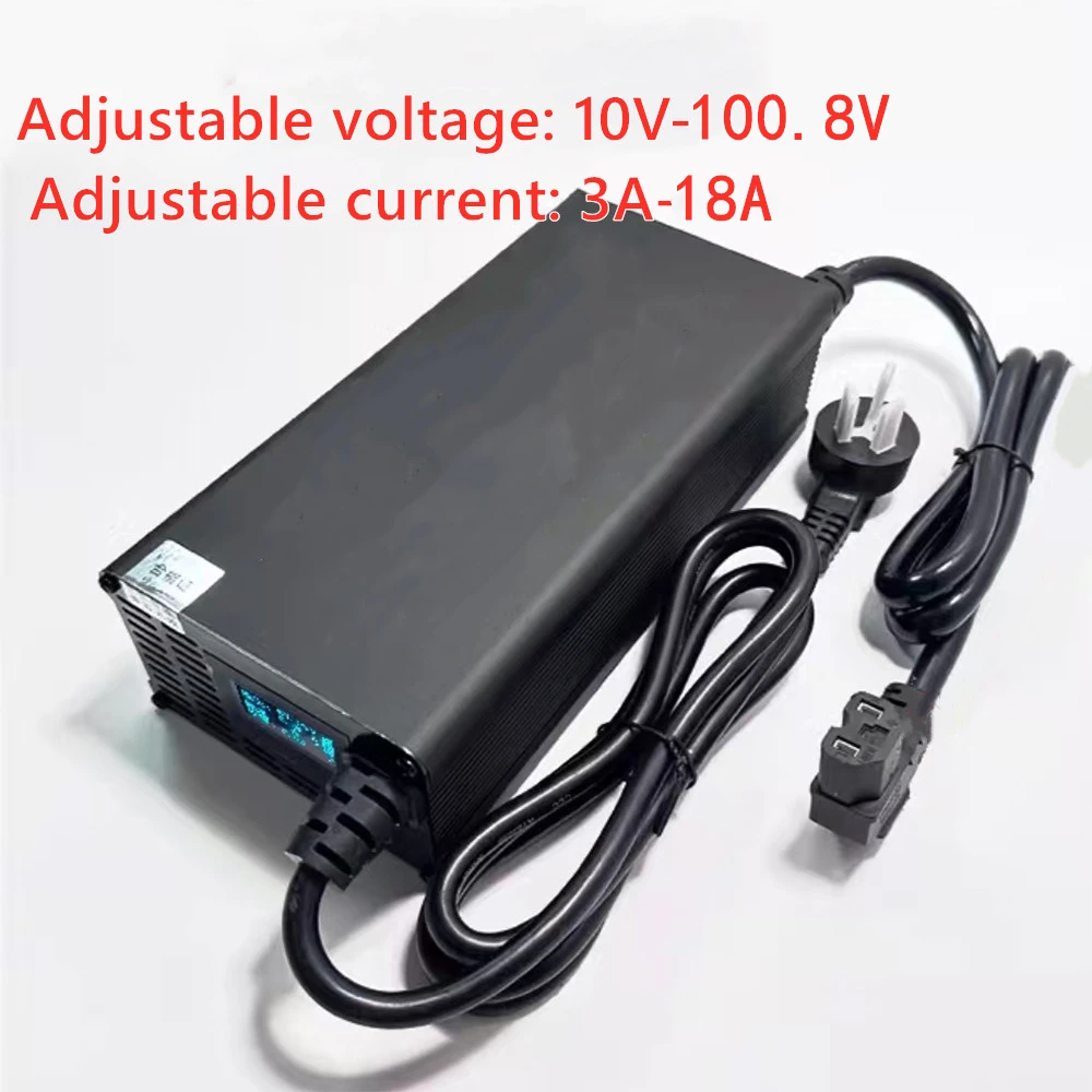 10-100.8V Voltage adjustable Li-ion Lifepo4 Lithium Battery Charger 18A ...