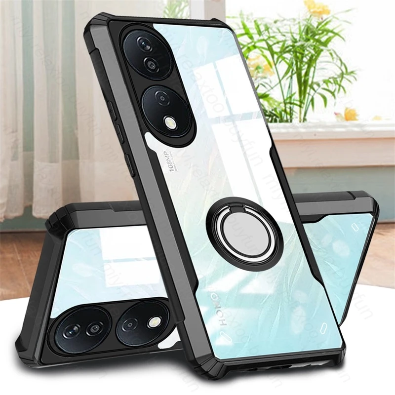 Transparent-Acrylic-Phone-Case-For-Honor-X7b-4G-Magnetic-Holder-Ring ...