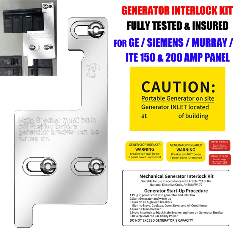 For-GE-Generator-Interlock-Kit-Siemens-Murray-ITE-150-200-Amp-Panel-KTS ...