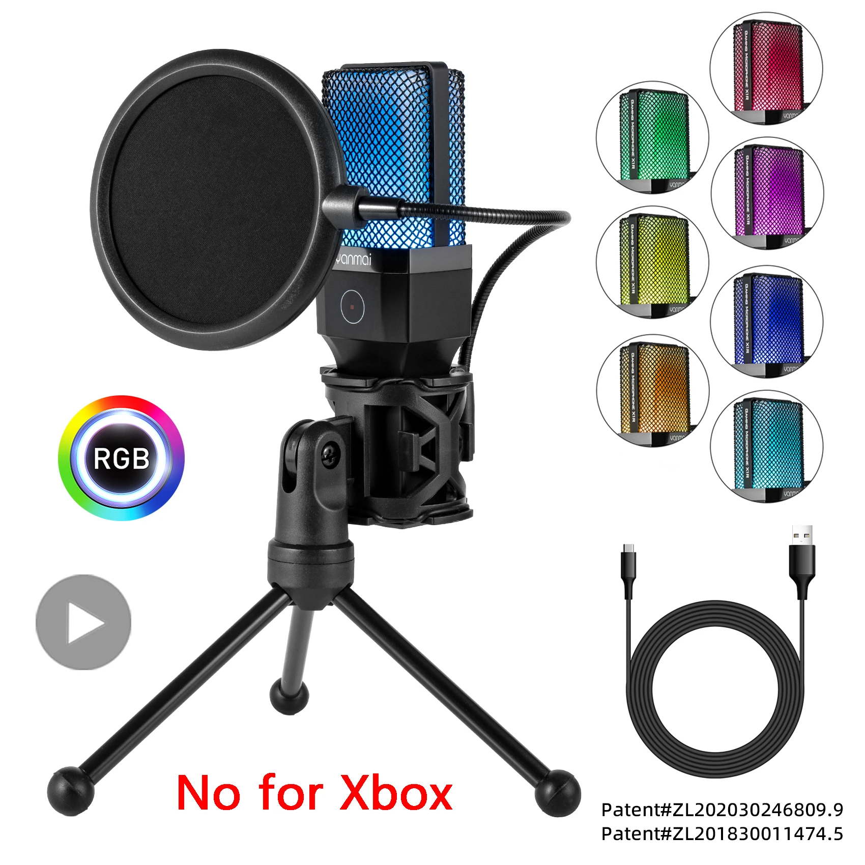 Professional-Condenser-Microphone-Gaming-RGB-Mic-PC-Laptop-Computer ...