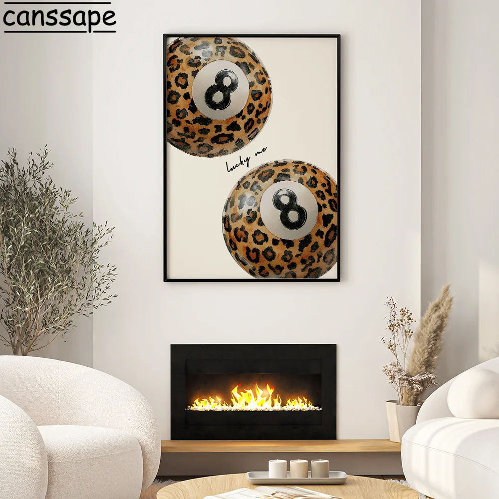 Lucky 8 Leopard Ball Wall arts Modern Painting Posters Apartment ...
