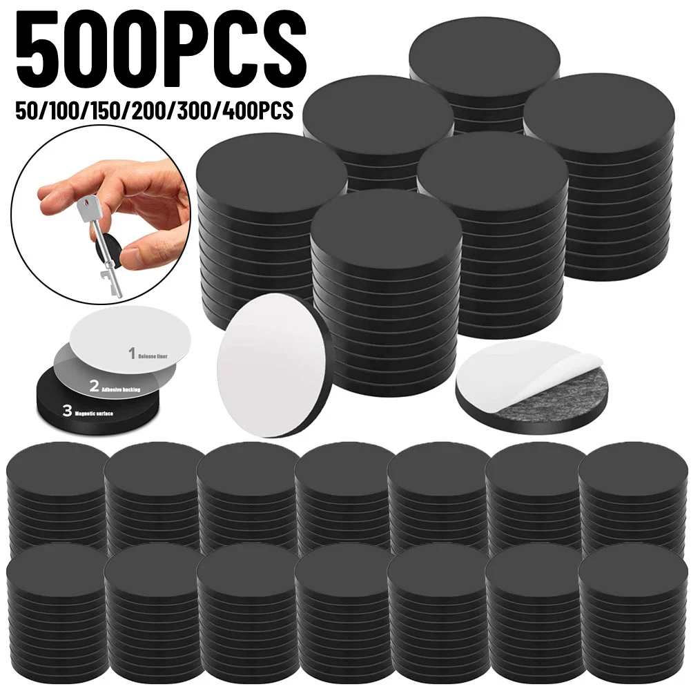 50-500pcs-Magnetic-Round-Self-Adhesive-Disc-Magnets-Round-Rubber-Soft ...