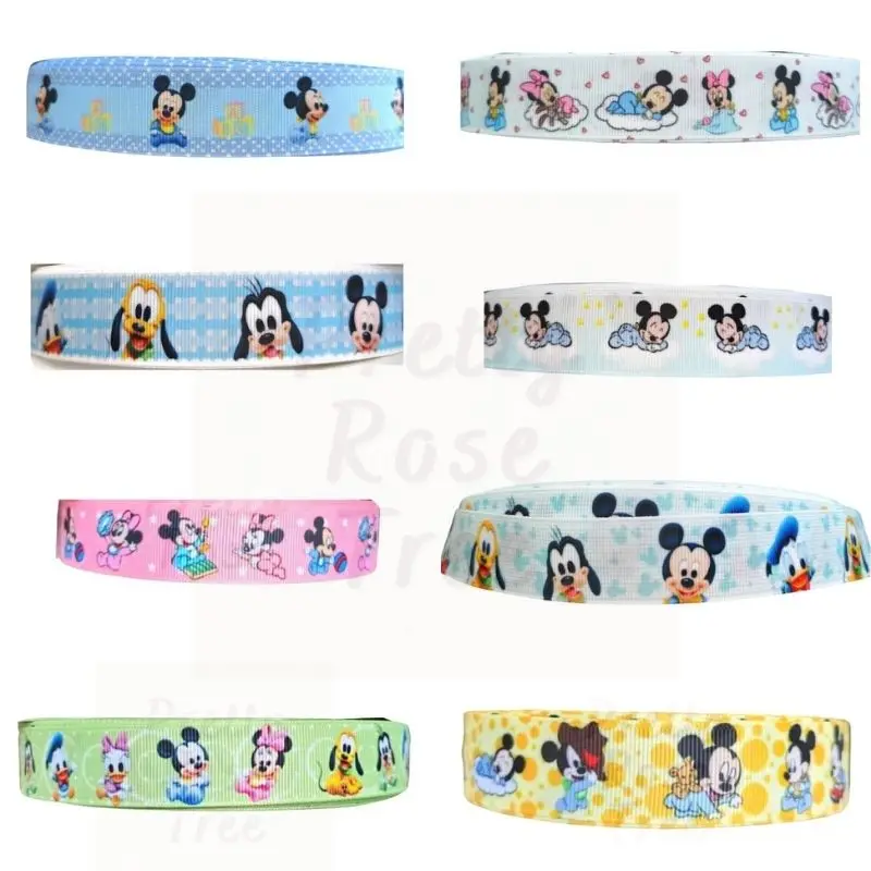 Disney Grosgrain Ribbon Lovely Baby Mickey Minnie Donald Duck Pluto ...