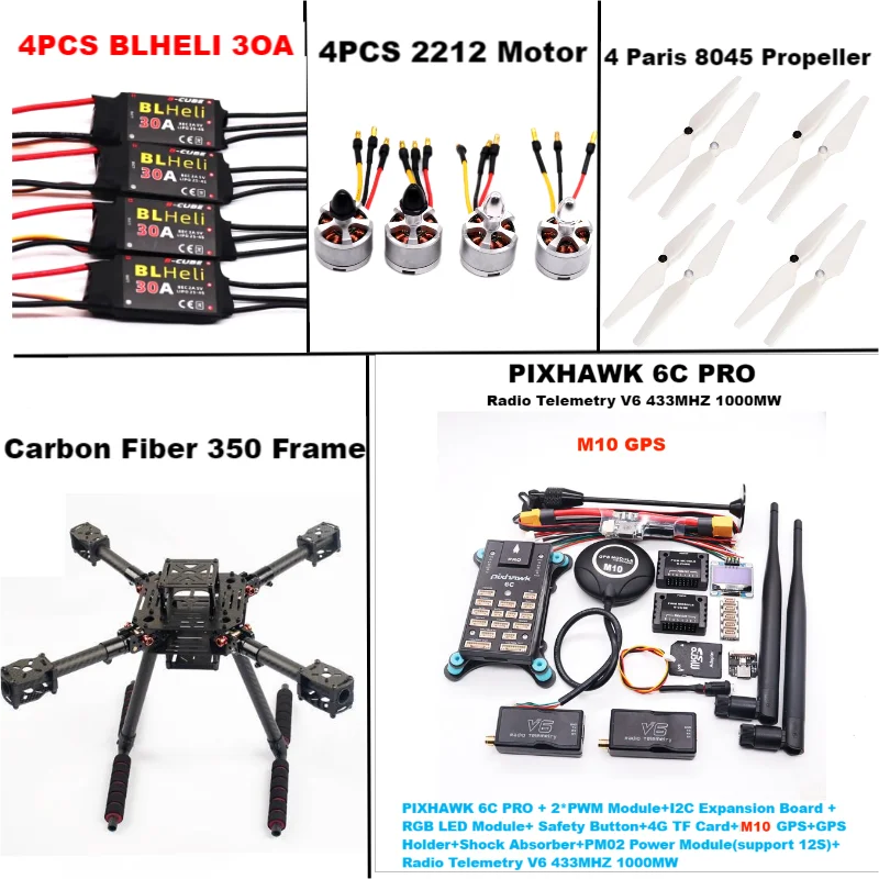 RctoSky-Carbon-Fiber-350-PIXHAWK-6C-PRO-M10-KitFlight-Control-Ardupilot ...