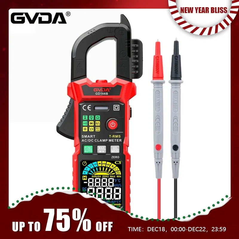 GVDA-Clamp-Meter-Digital-Multimeter-DC-AC-Current-6000-Counts-Car-Amp ...