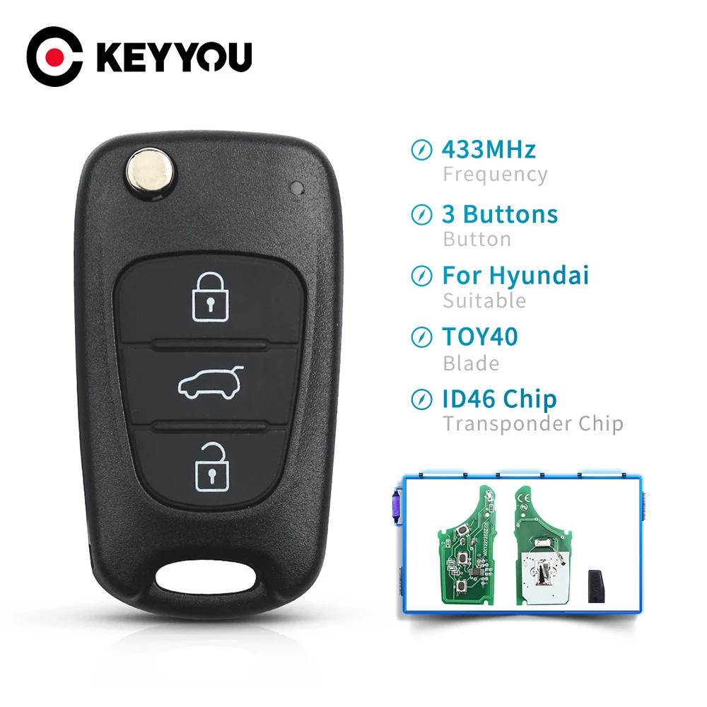 KEYYOU-3-Buttons-Flip-Folding-Remote-Key-Fob-Fit-For-Hyundai-I30-IX35 ...