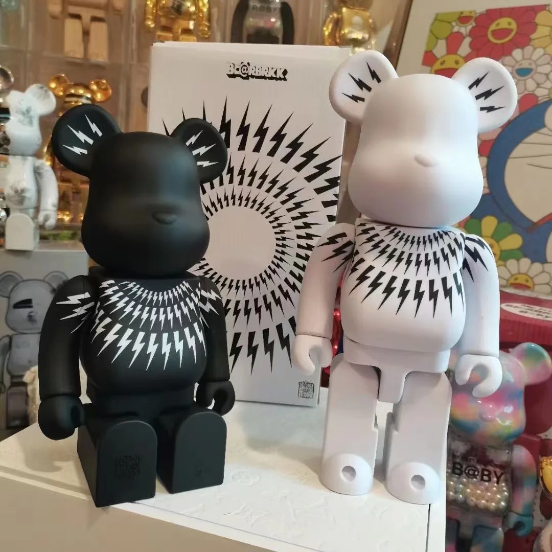 28cm Be@rbricklys 400% Bearbrick Toy Take Box Black&white Light 400% ...