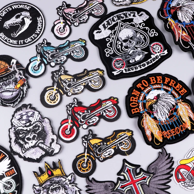 Motorcycle Biker/Punk Embroidery Patch On Clothes Iron On Patches For ...