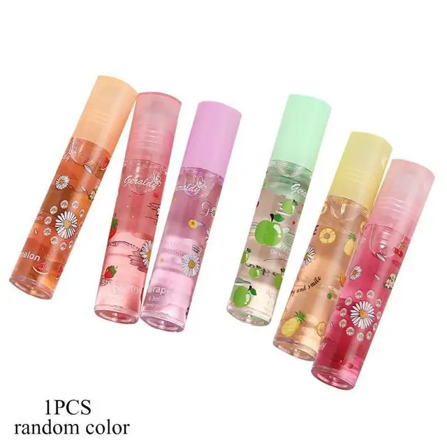 6 Colors Roll-on Fruit Essence Lip Balm Lip Oil Lip Moisturizing Mirror ...